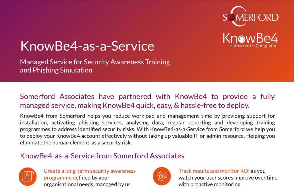 KnowBe4 Partner - Security Awareness Training - Somerford Associates